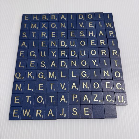 Hasbro | Games | Blue Scrabble Letter Tiles W Gold Letters Set Of 99 ...
